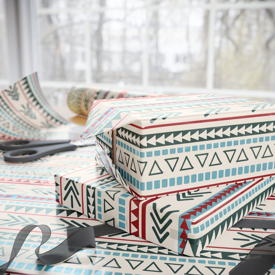 Aztec Pattern Christmas Wrapping Paper, Aztec Paper, Aztec Design ...