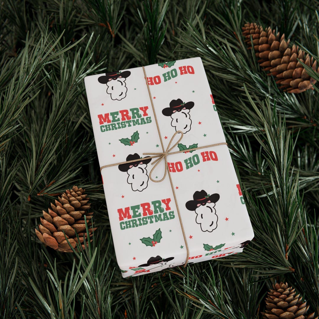 Cowboy Santa Wrapping Paper, Cowboy Gift Wrap, Cowboy Santa, Western ...