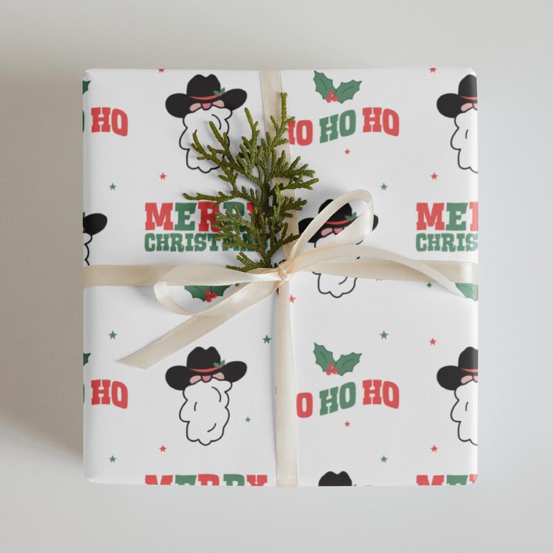 Cowboy Santa Wrapping Paper, Cowboy Gift Wrap, Cowboy Santa, Western ...