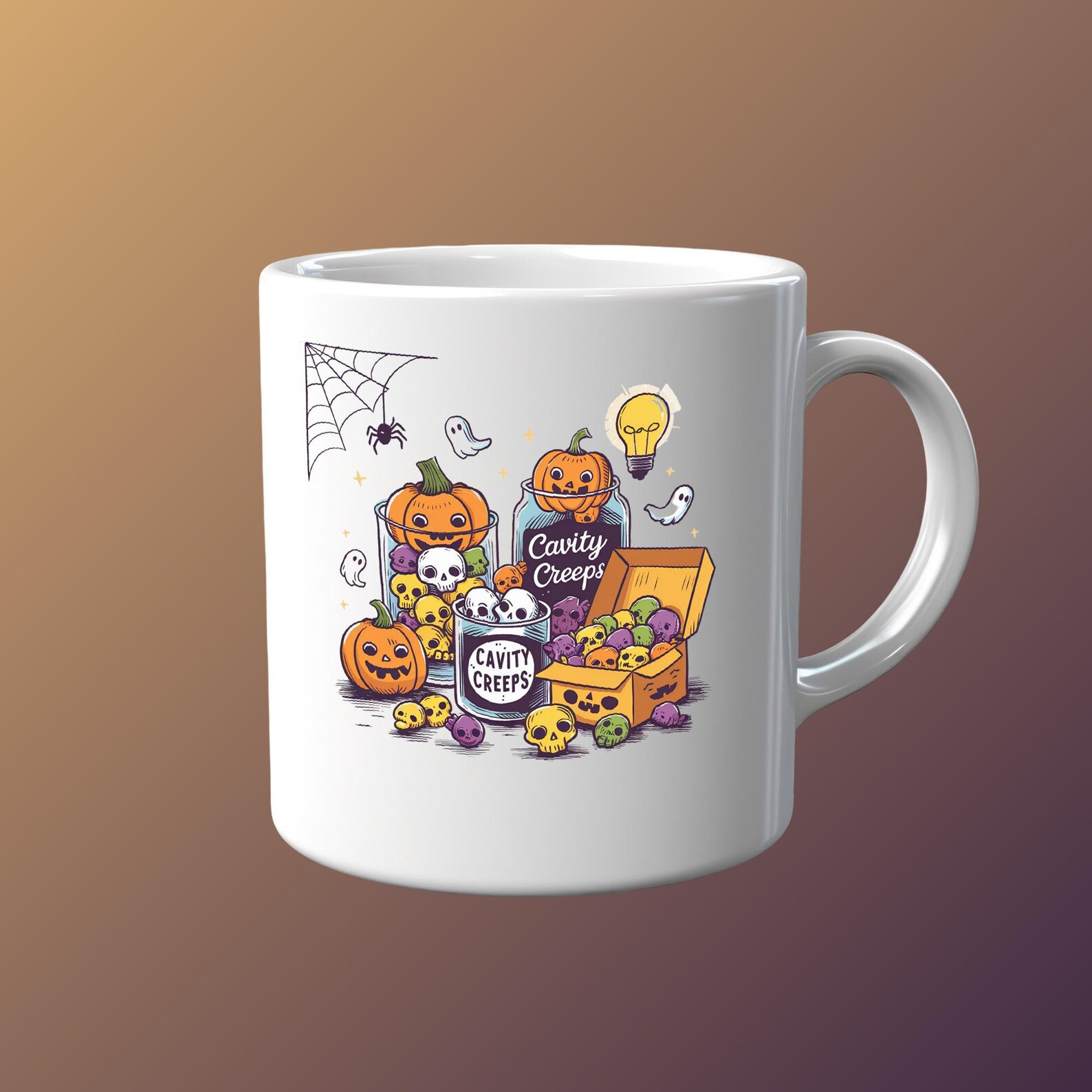 Cavity Creeps Vintage Halloween Candy Jar Clipart, Cartoon Pumpkins ...