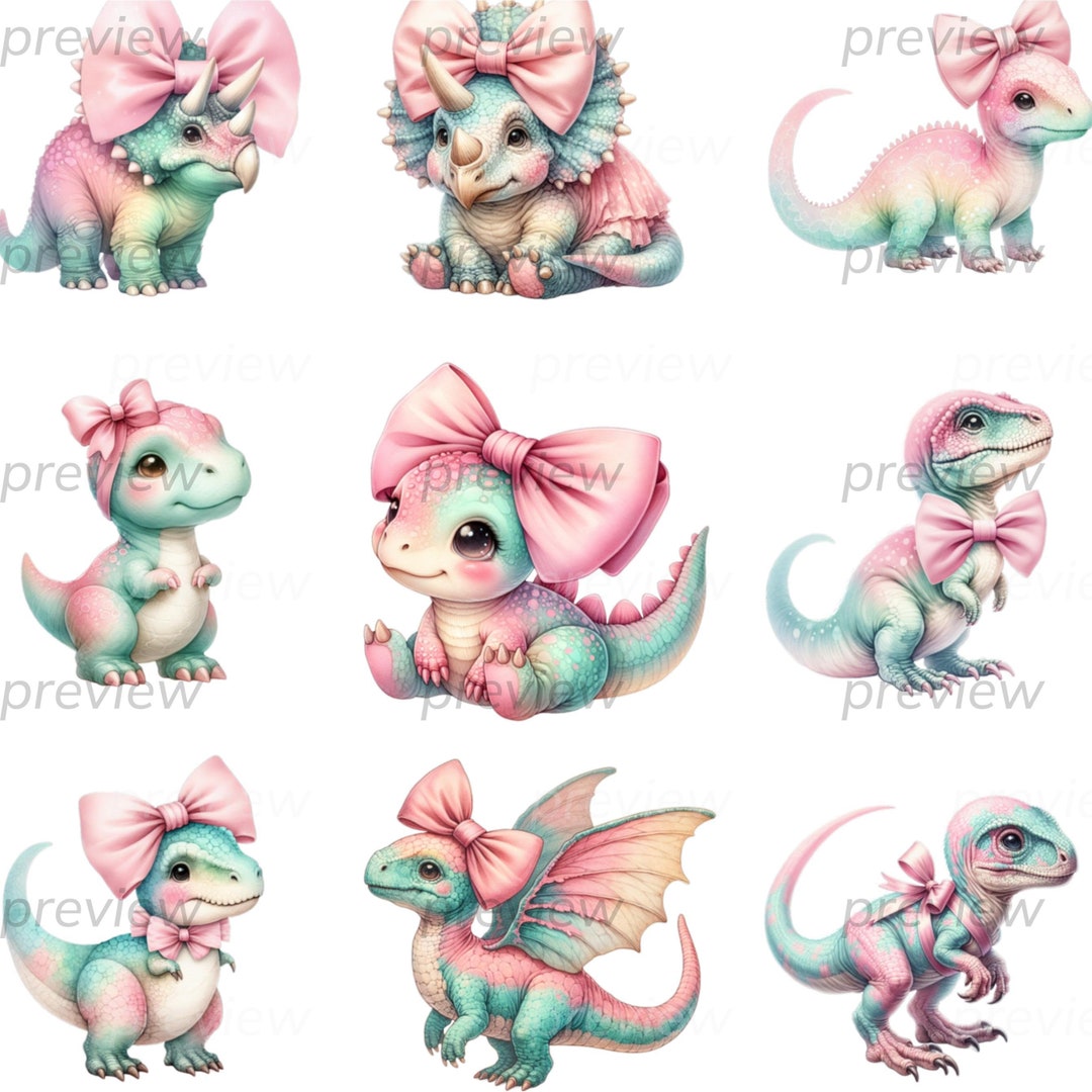 Cute Dinosaur Clipart Set for Instant Download - Etsy