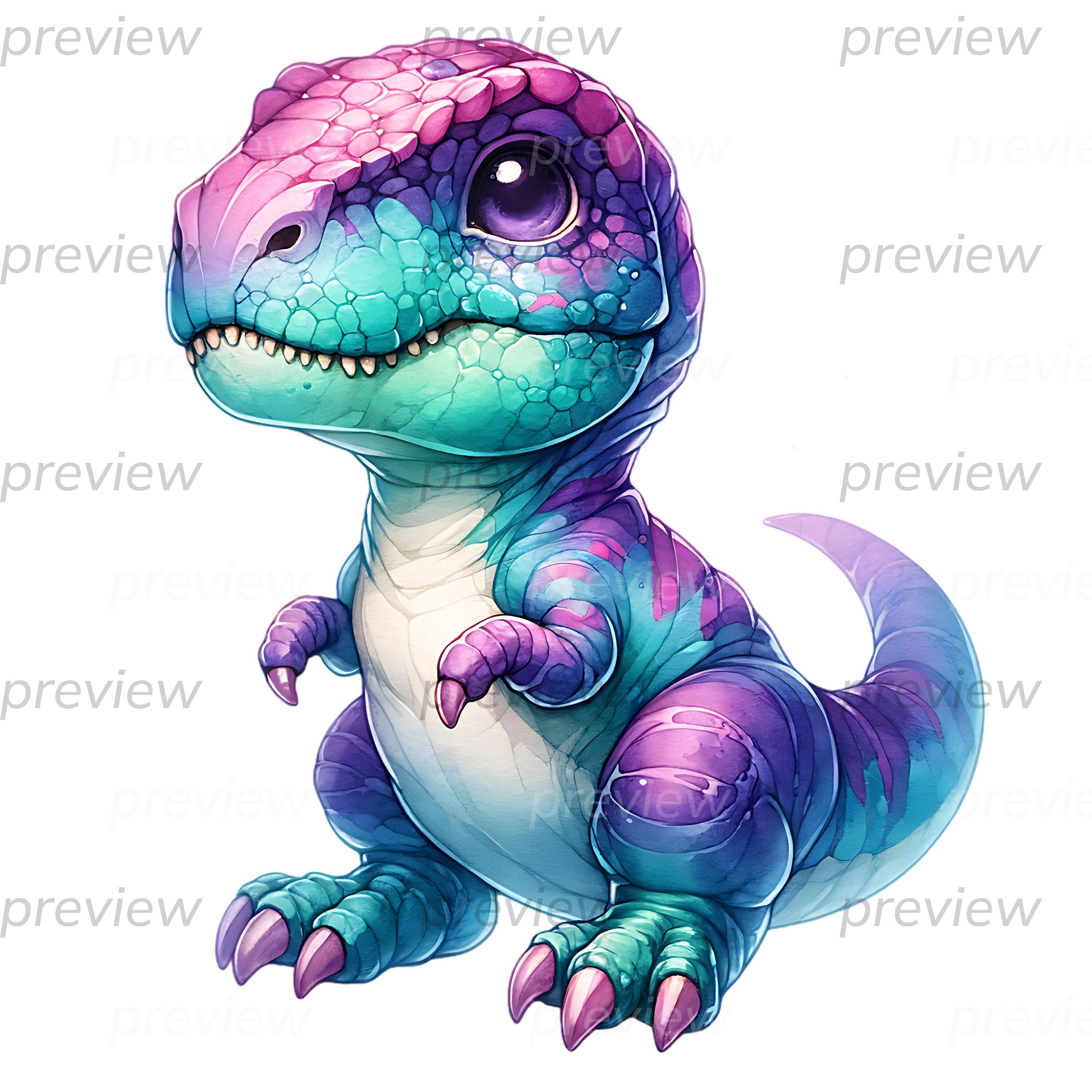 Girly Dinosaurs Watercolor Clipart Set Dino Clip Art Bundle of ...