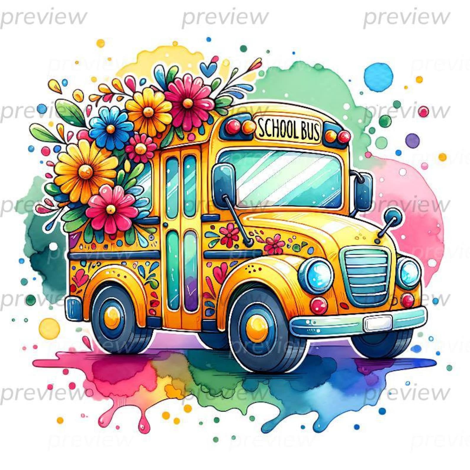School Bus PNG, Digital Download, Printable Clipart, Commercial Use ...