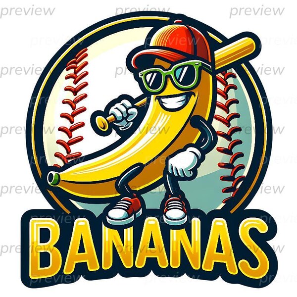 Banana Baseball Svg - Etsy