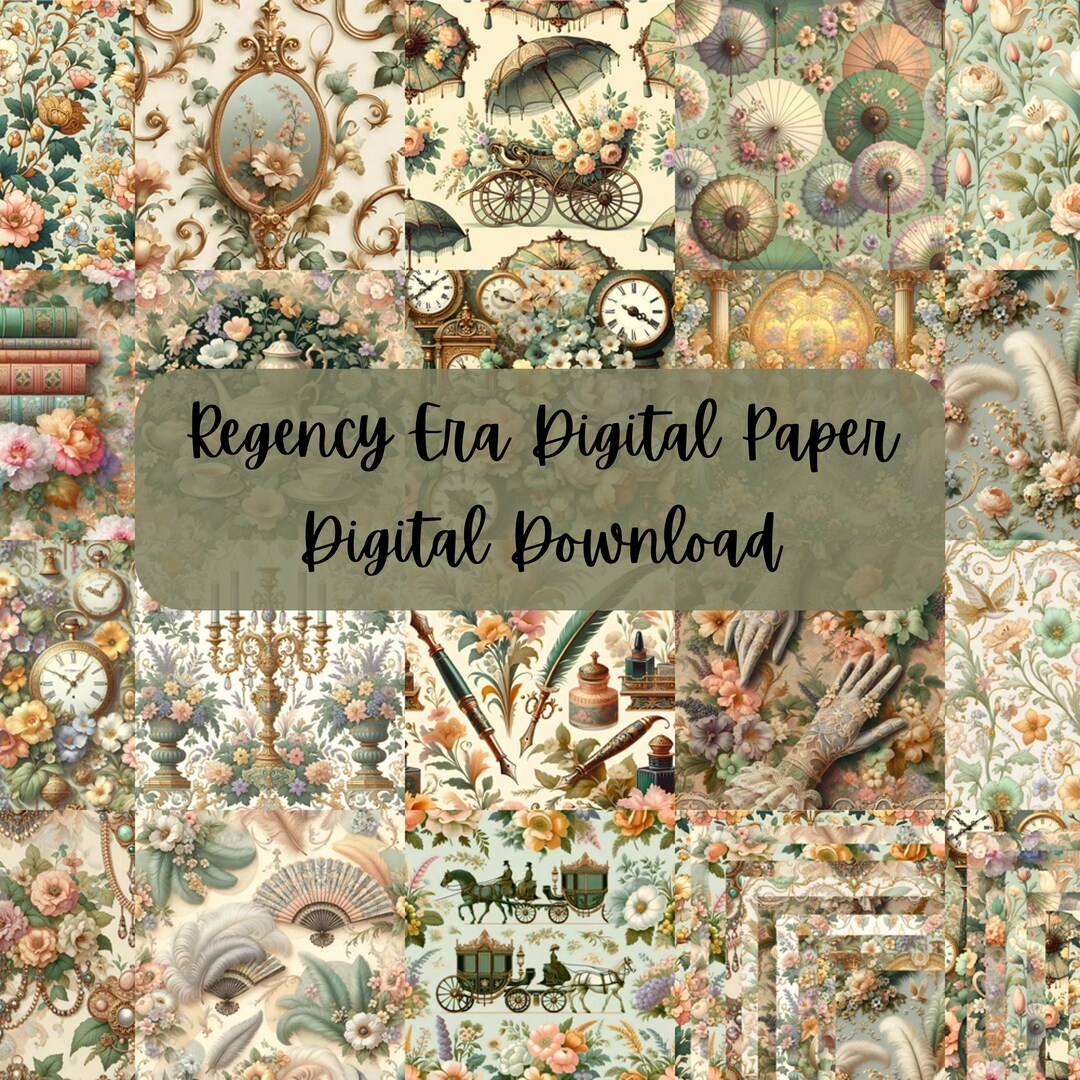 Victorian and Regency Era Inspired Digital Paper, 18 Images, Seamless ...