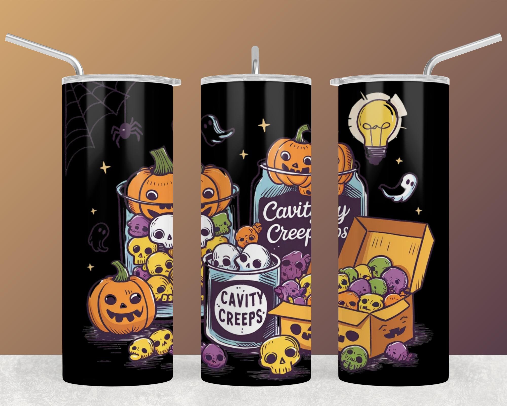 Cavity Creeps Vintage Halloween Candy Jar Clipart, Cartoon Pumpkins ...