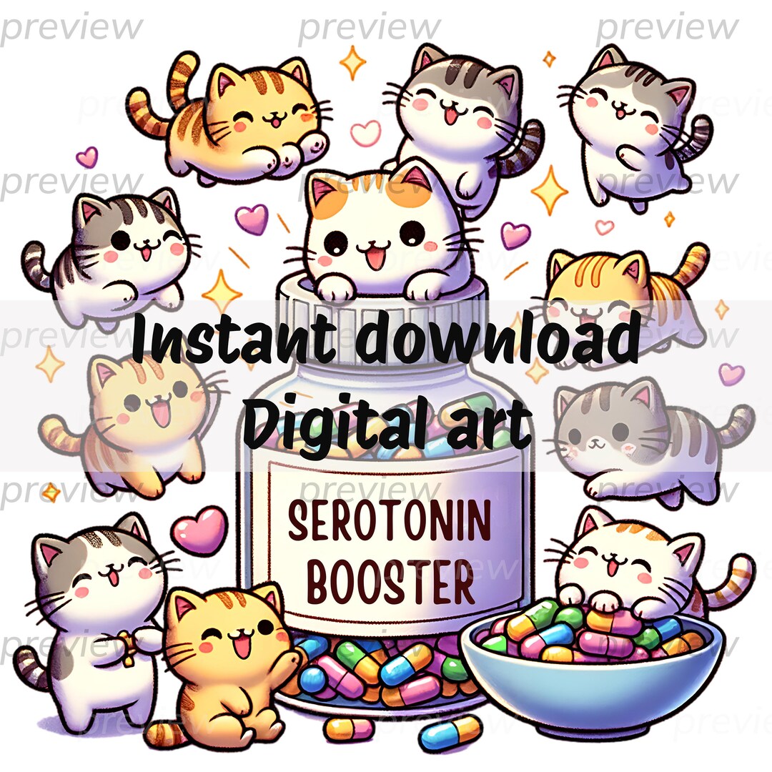 Serotonin Booster Cat PNG File, Cat Mom Graphic Tshirt PNG File, Cat ...
