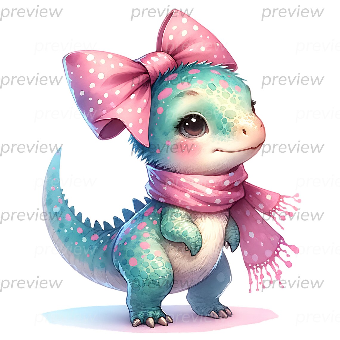 Girly Dinosaurs Watercolor Clipart Set Dino Clip Art Bundle of ...