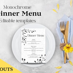 Editable Menu Card Template Printable Dinner Menu Template - Etsy