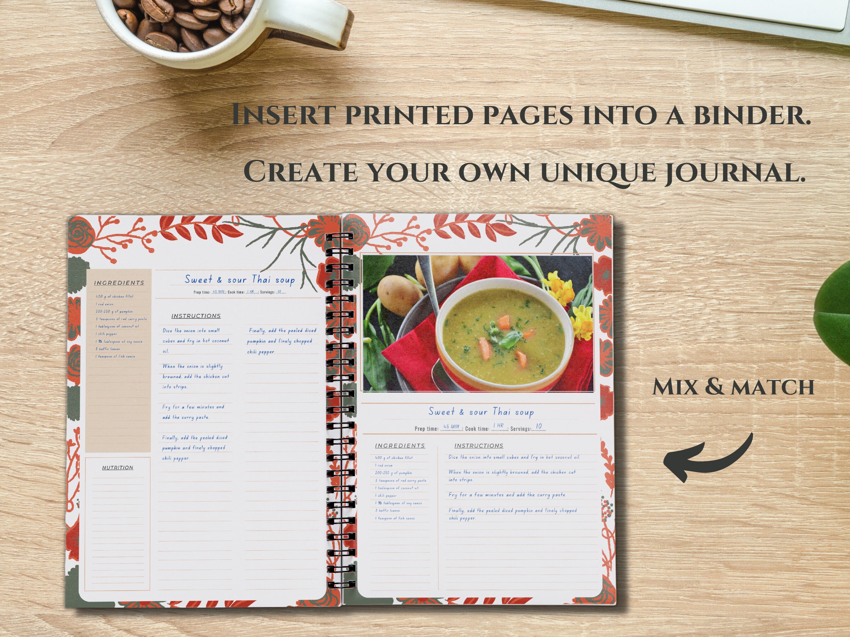 Printable Recipe Binder Inserts A4 A5 US Letter Recipe Card - Etsy