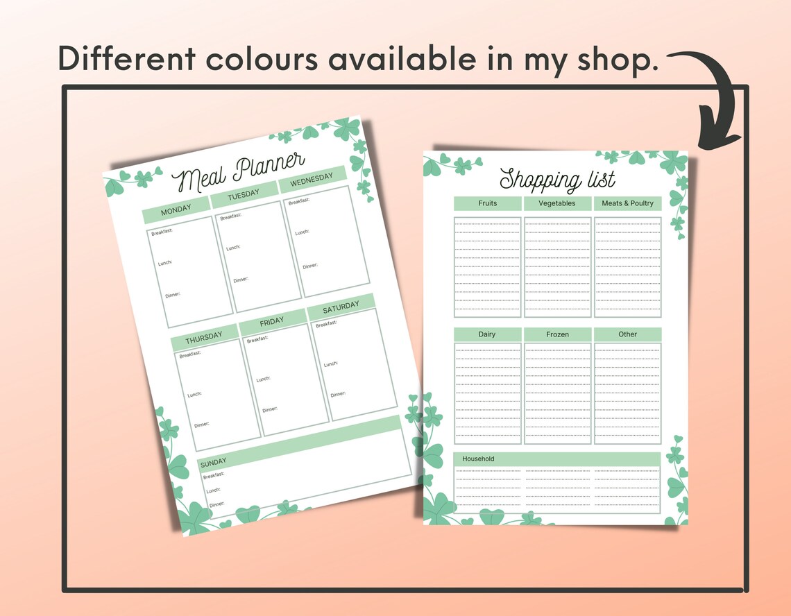 Editable Meal Planner Printable Weekly Meal Planner Template Grocery ...