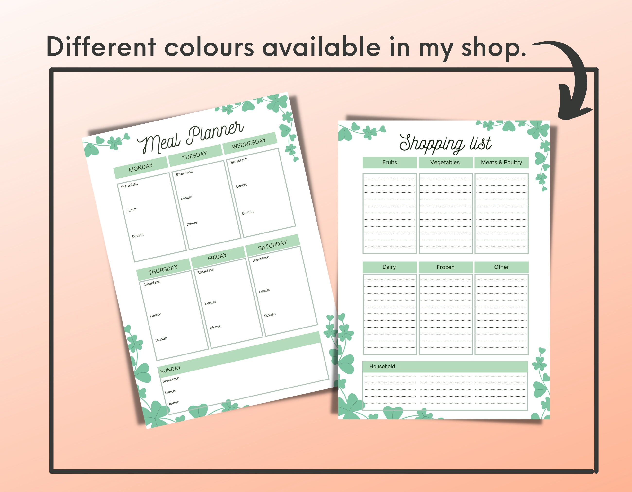Editable Meal Planner Printable Weekly Meal Planner Template Grocery ...