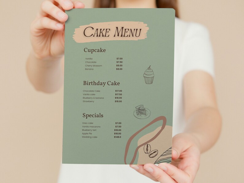 Editable Bakery Price List Printable Cupcake Menu Cake Menu Template ...