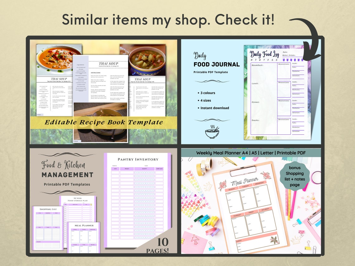 Blank Recipe Book Template PDF Blank Recipe Card Template Printable ...