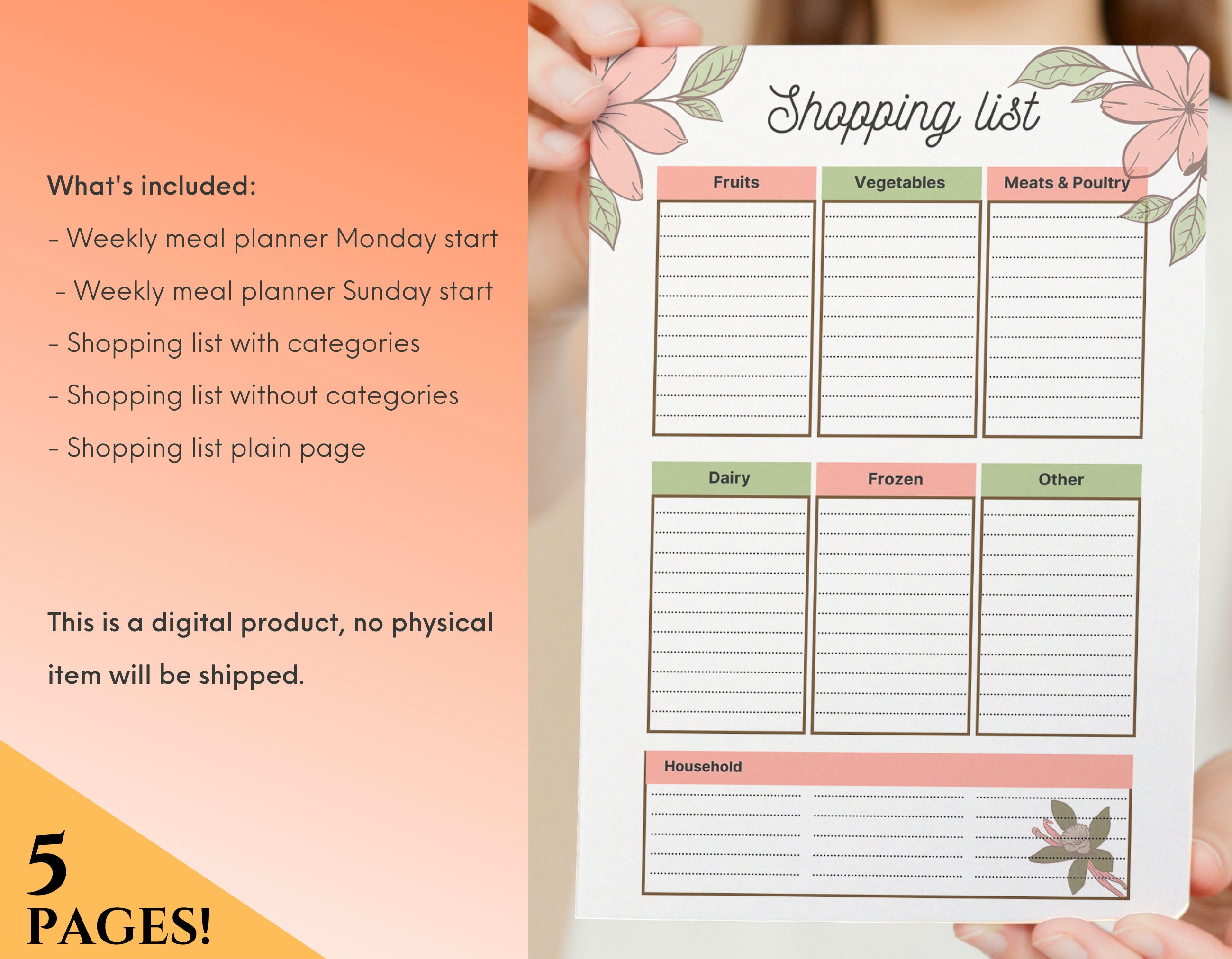 Editable Meal Planner Printable | Weekly Meal Planner Template ...