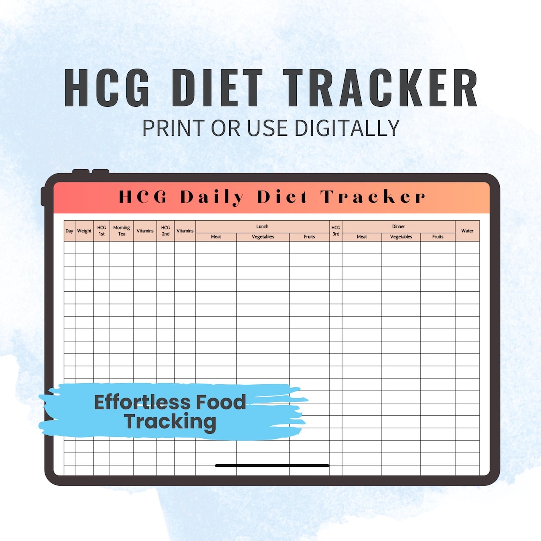 HCG Diet Tracker, HCG Weight Loss, Printable Hcg Diet Food Log, Hcg ...