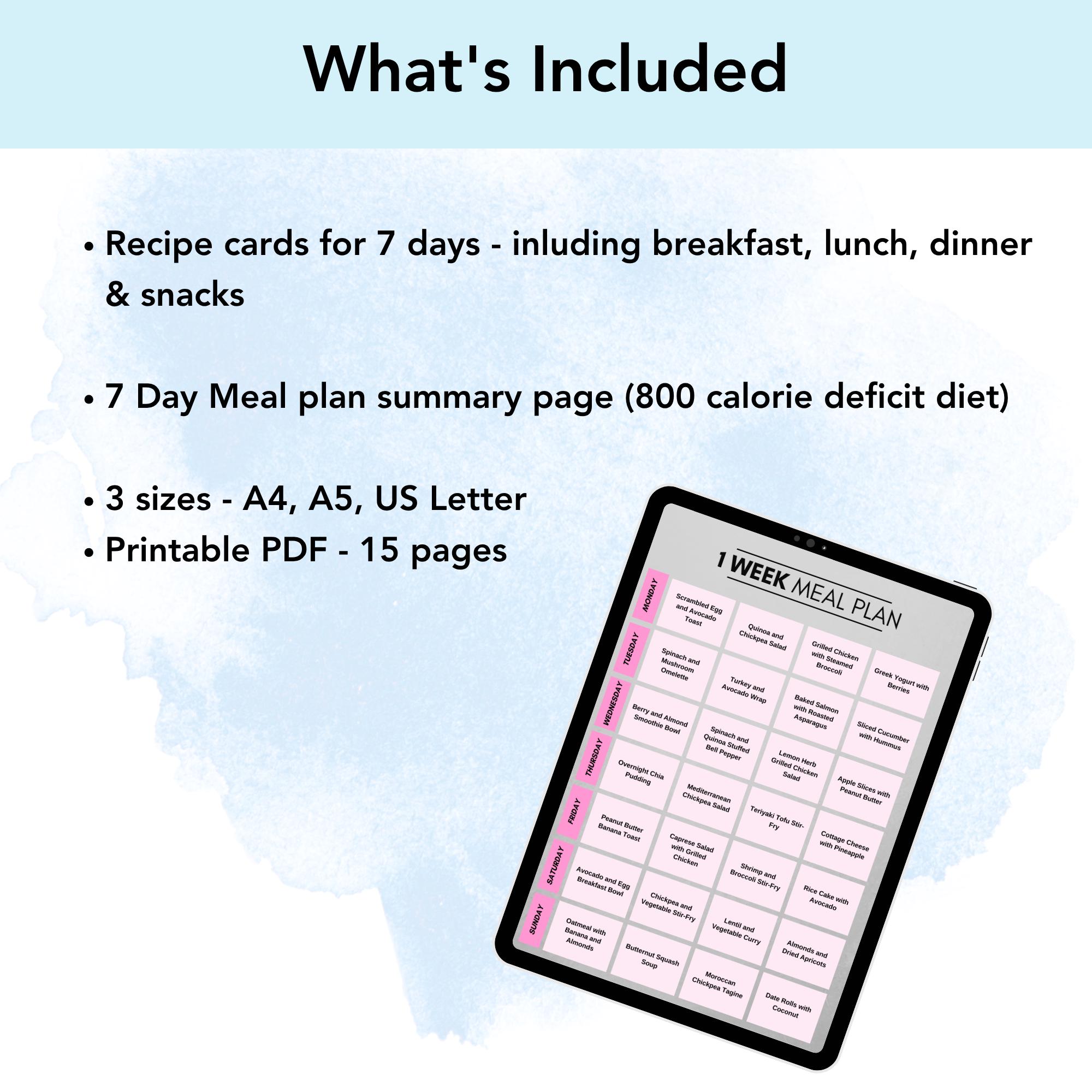 Calorie Deficit Plan Low Calorie Diet Plan Menu Recipes Weekly 800 ...