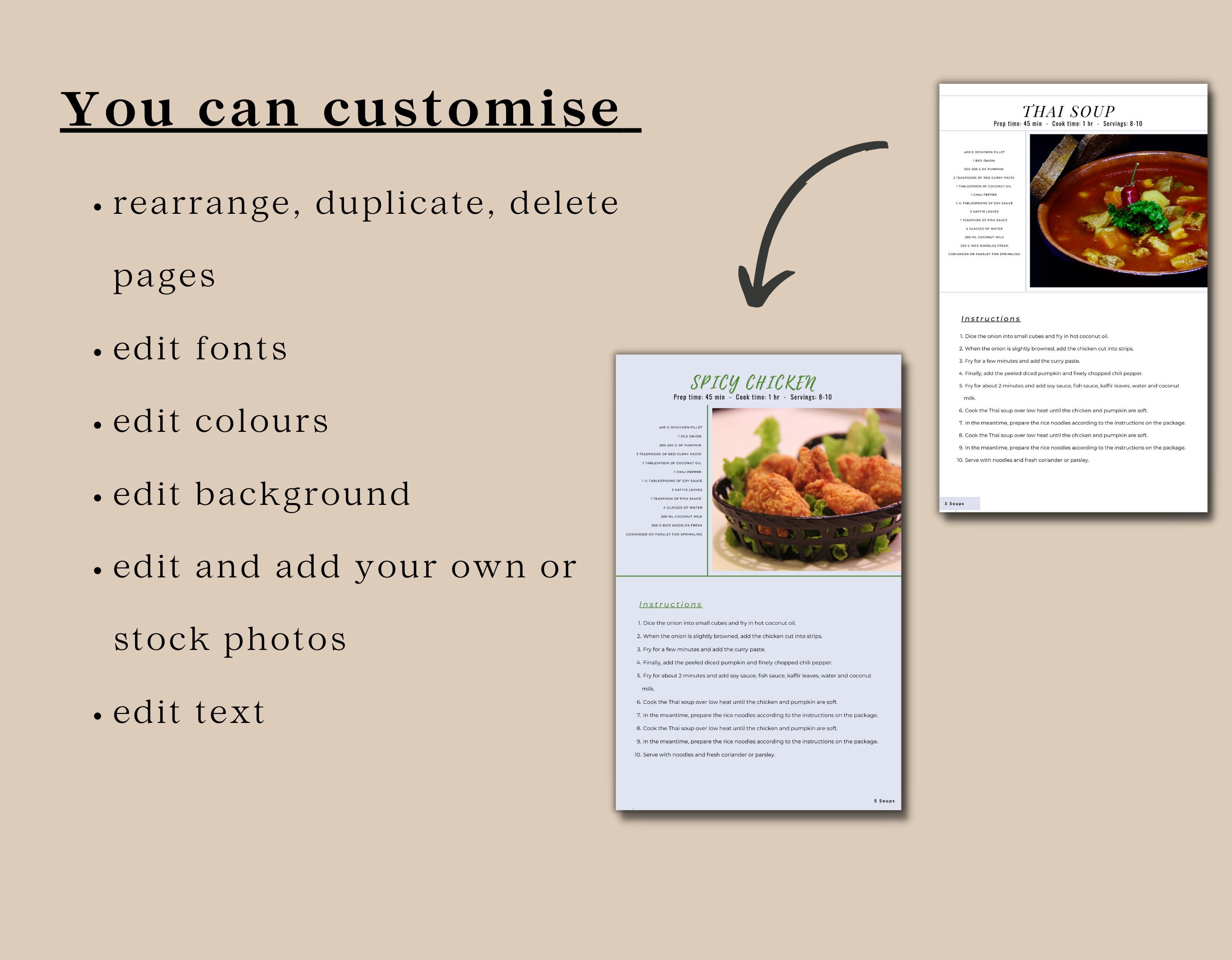 Editable E Cookbook Template, 8.5x11 Recipe Binder Template, Printable ...