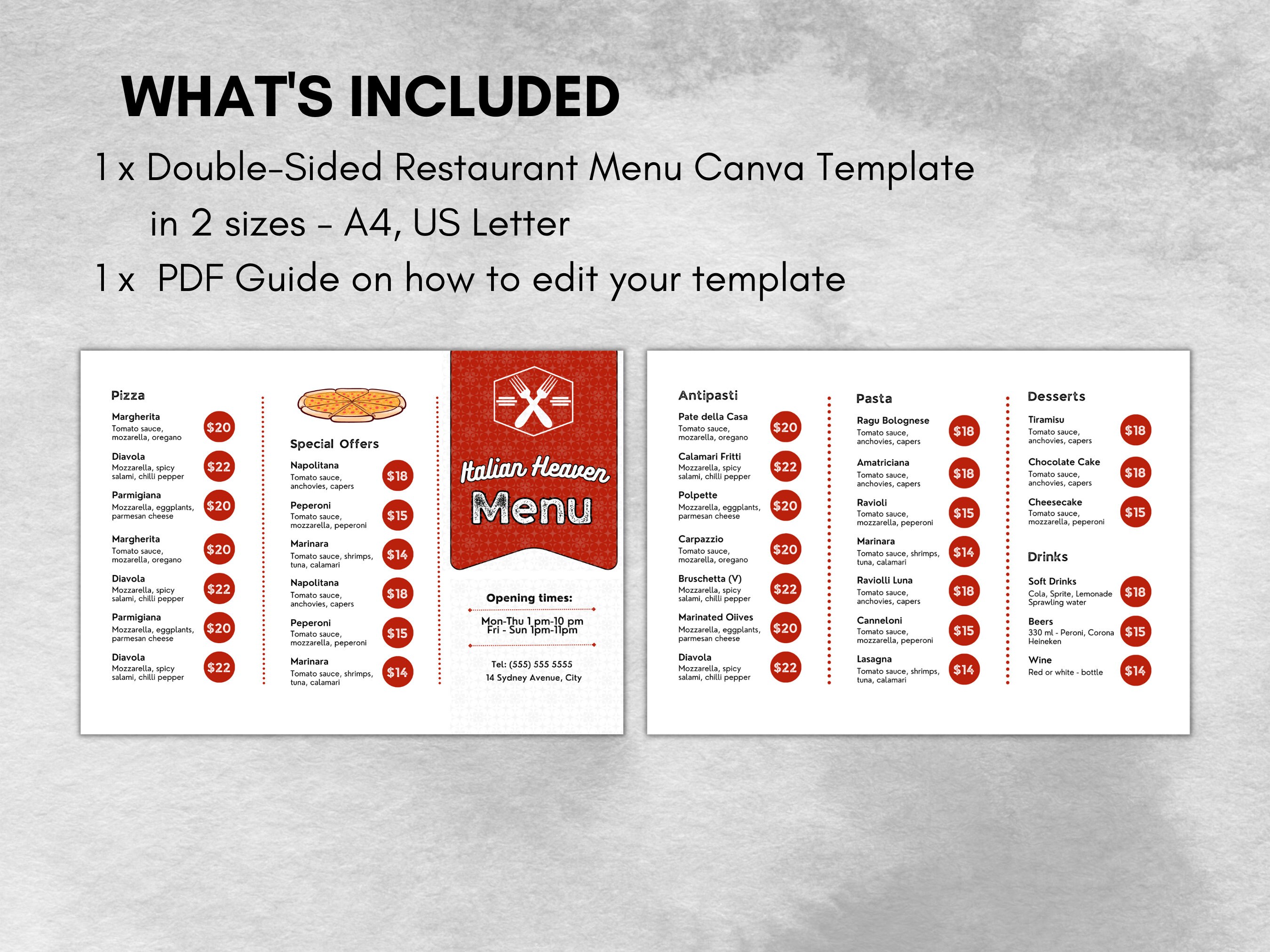 Tri Fold Restaurant Food Menu Template Editable Takeaway - Etsy