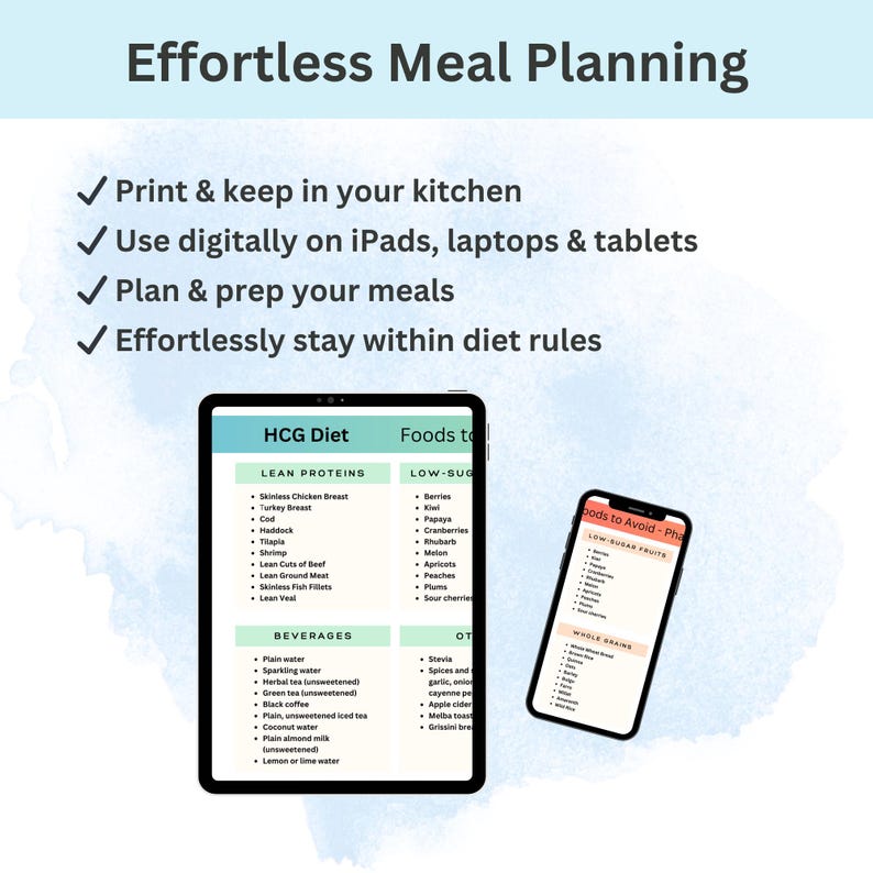 HCG Diet Food List PDF Printable Grocery List for HCG Weight Loss Foods ...
