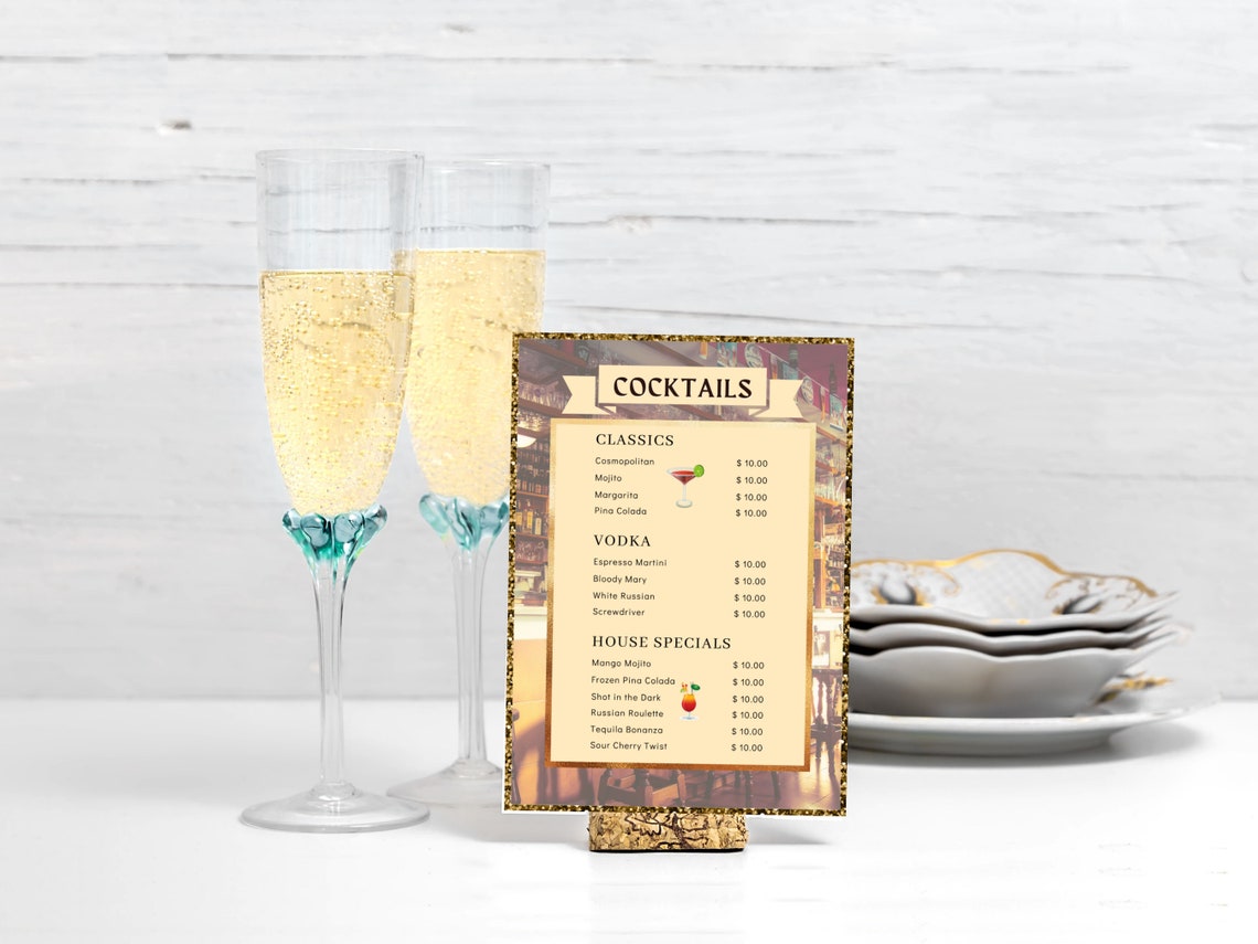 Editable Bar Menu Template Printable Drinks Menu Cocktails - Etsy