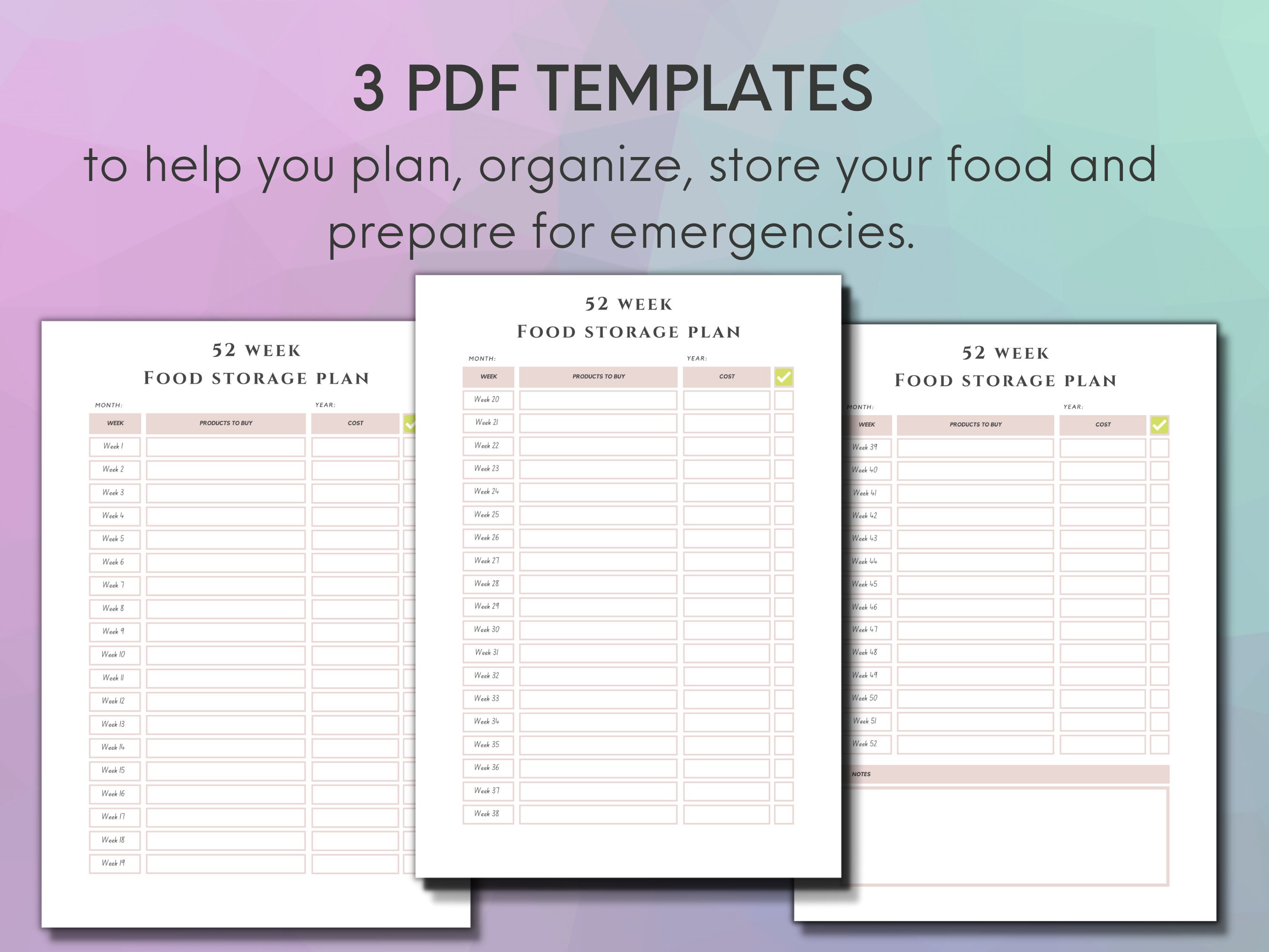 52 Week Food Storage Plan Emergency Plan Preparedness - Etsy