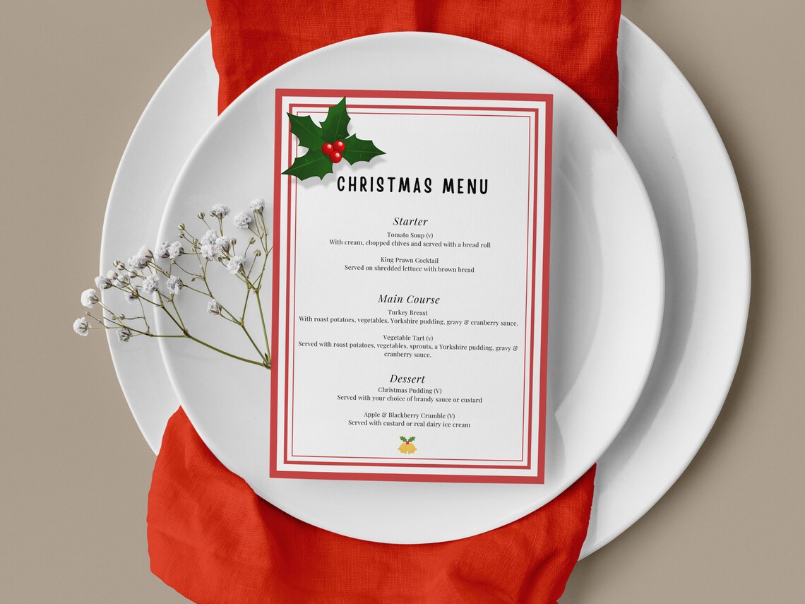 9 X Menu Templates Christmas A4 A5 US Letter Editable - Etsy