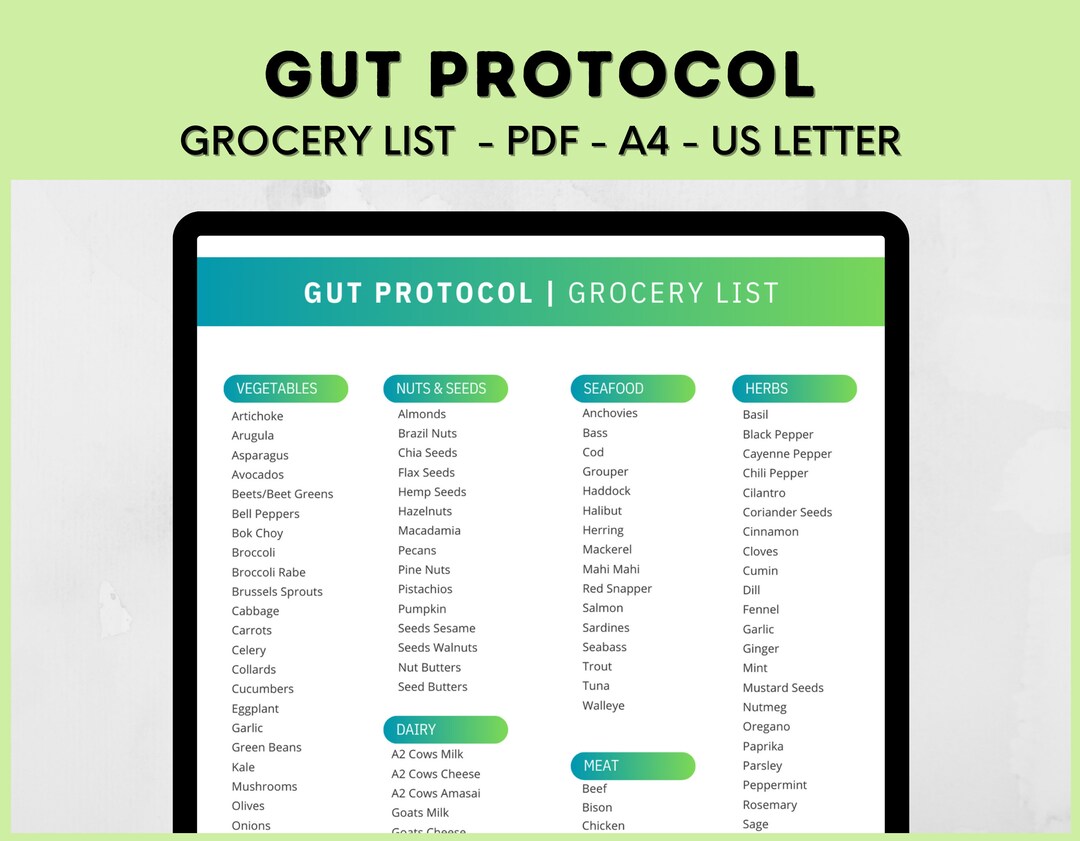 Gut Protocol Food List Gut Cleanse Grocery List Leaky Gut Health Ibs ...