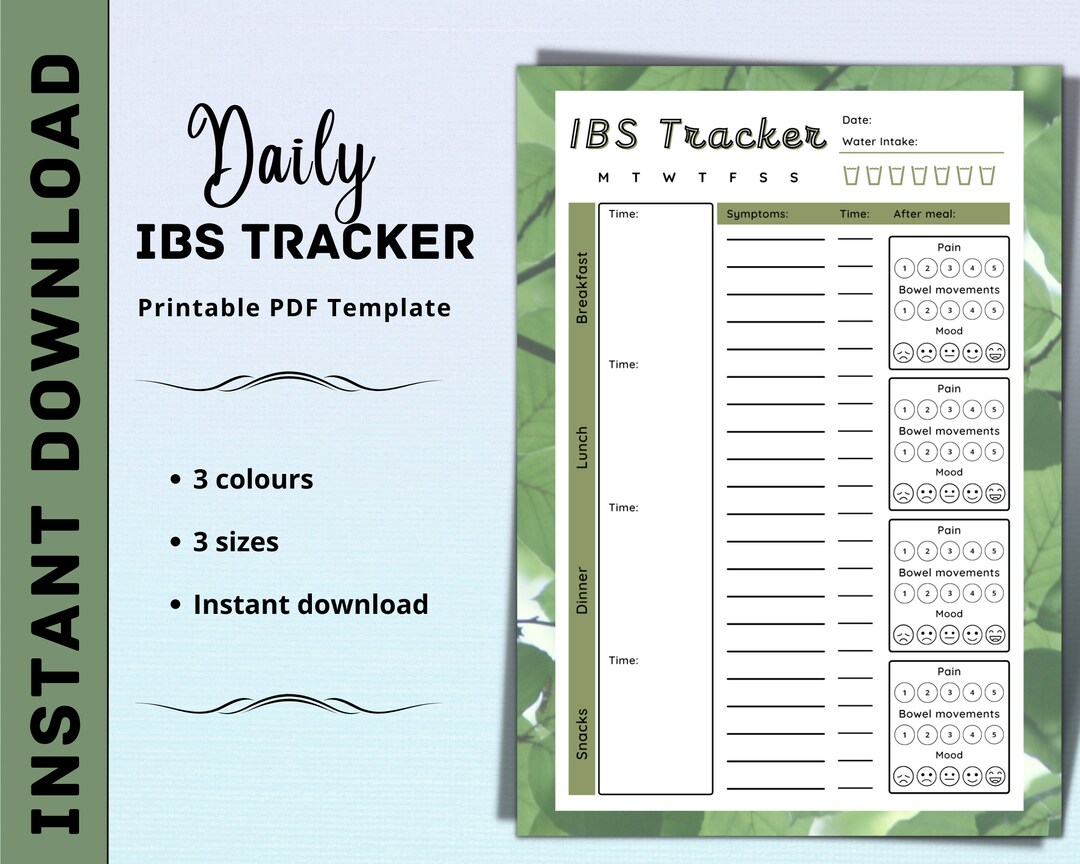 IBS Tracker, Daily IBS Food Journal, Printable Symptom Tracker, Food ...