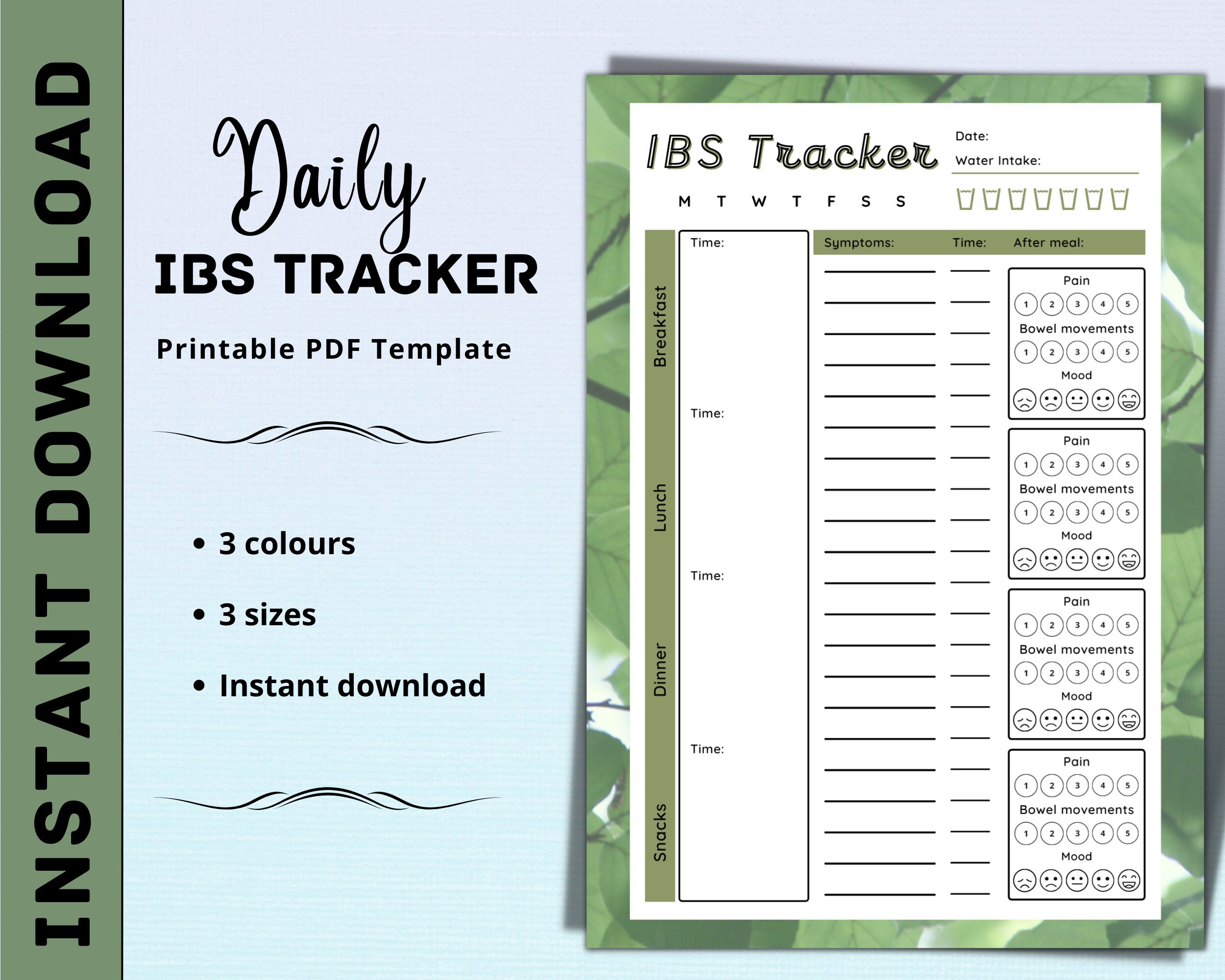 IBS Tracker, Daily IBS Food Journal, Printable Symptom Tracker, Food ...