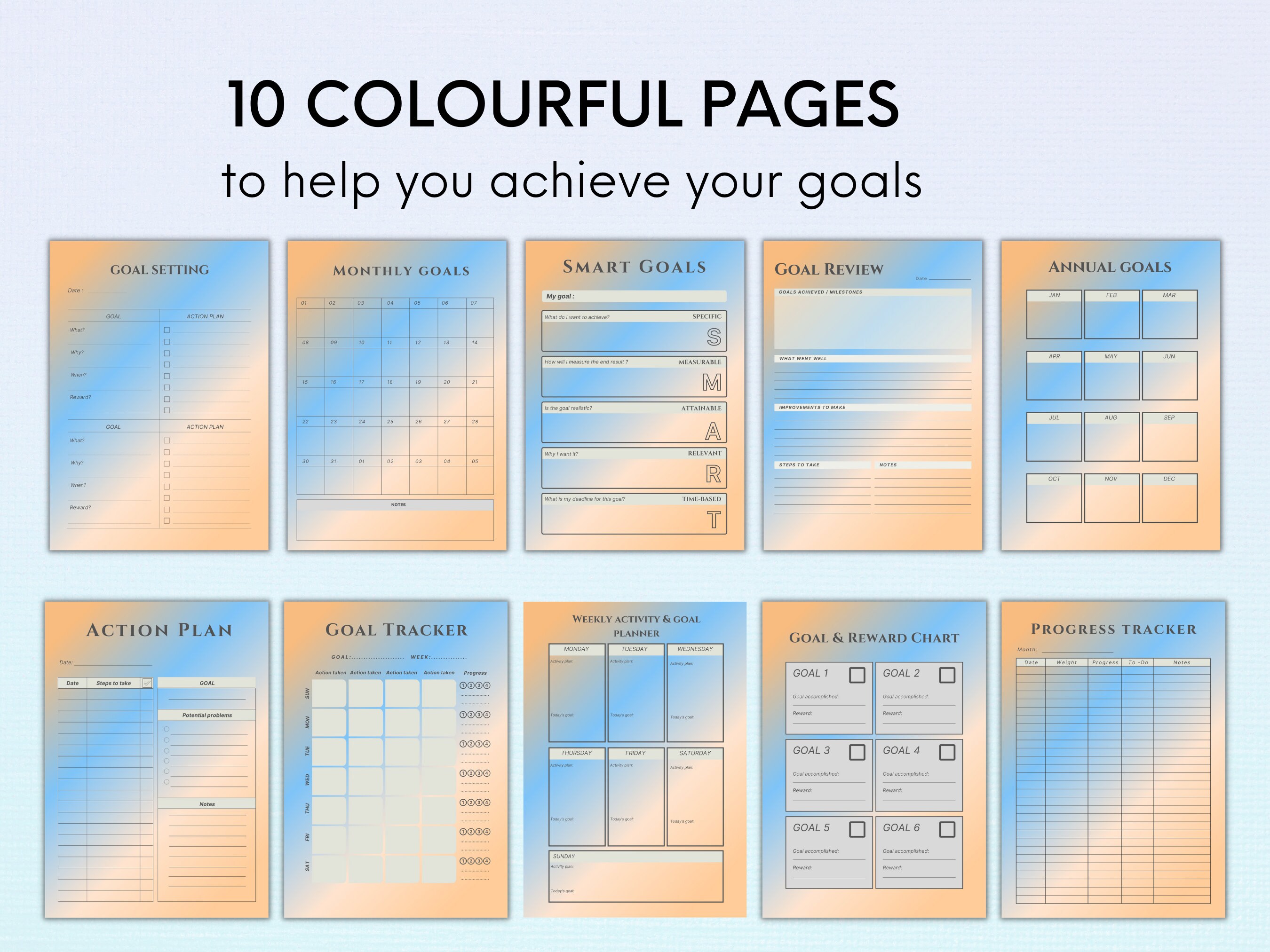 Goal Planner Printable Productivity Planner Smart Goals - Etsy UK