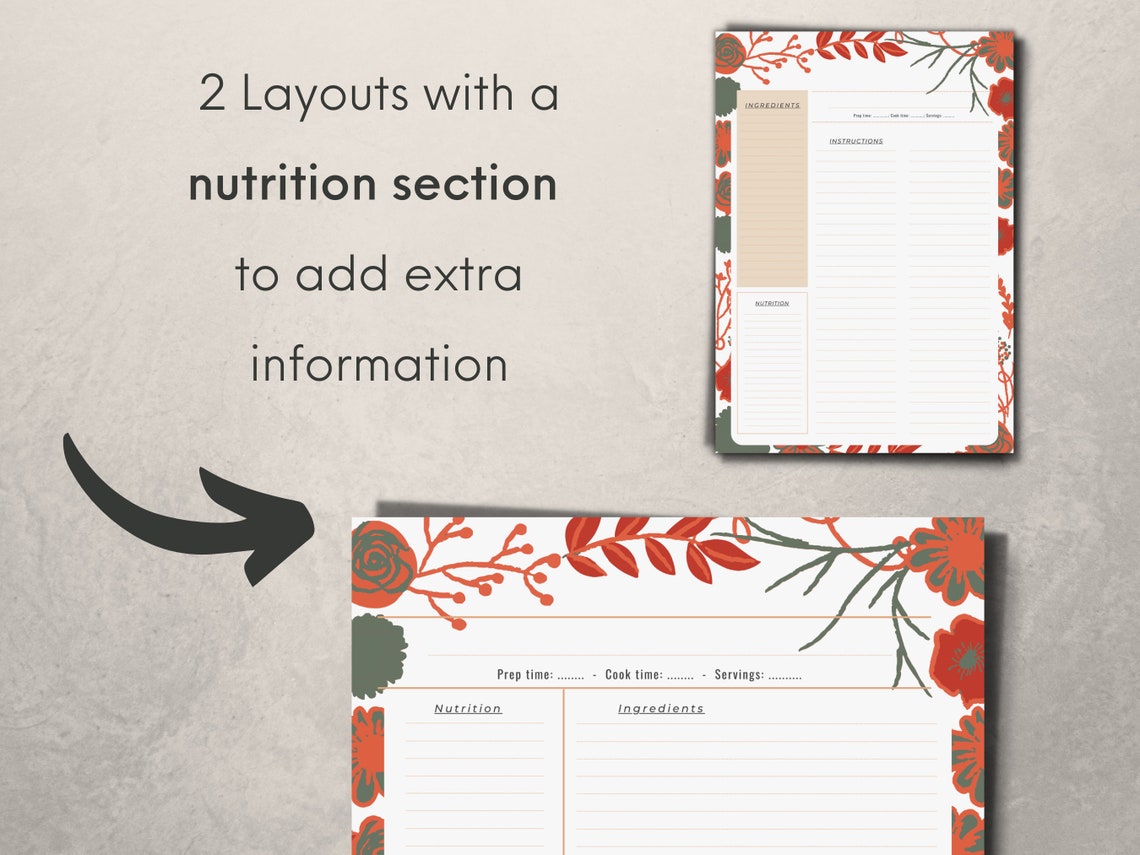 Printable Recipe Binder Inserts A4 A5 US Letter Recipe Card - Etsy