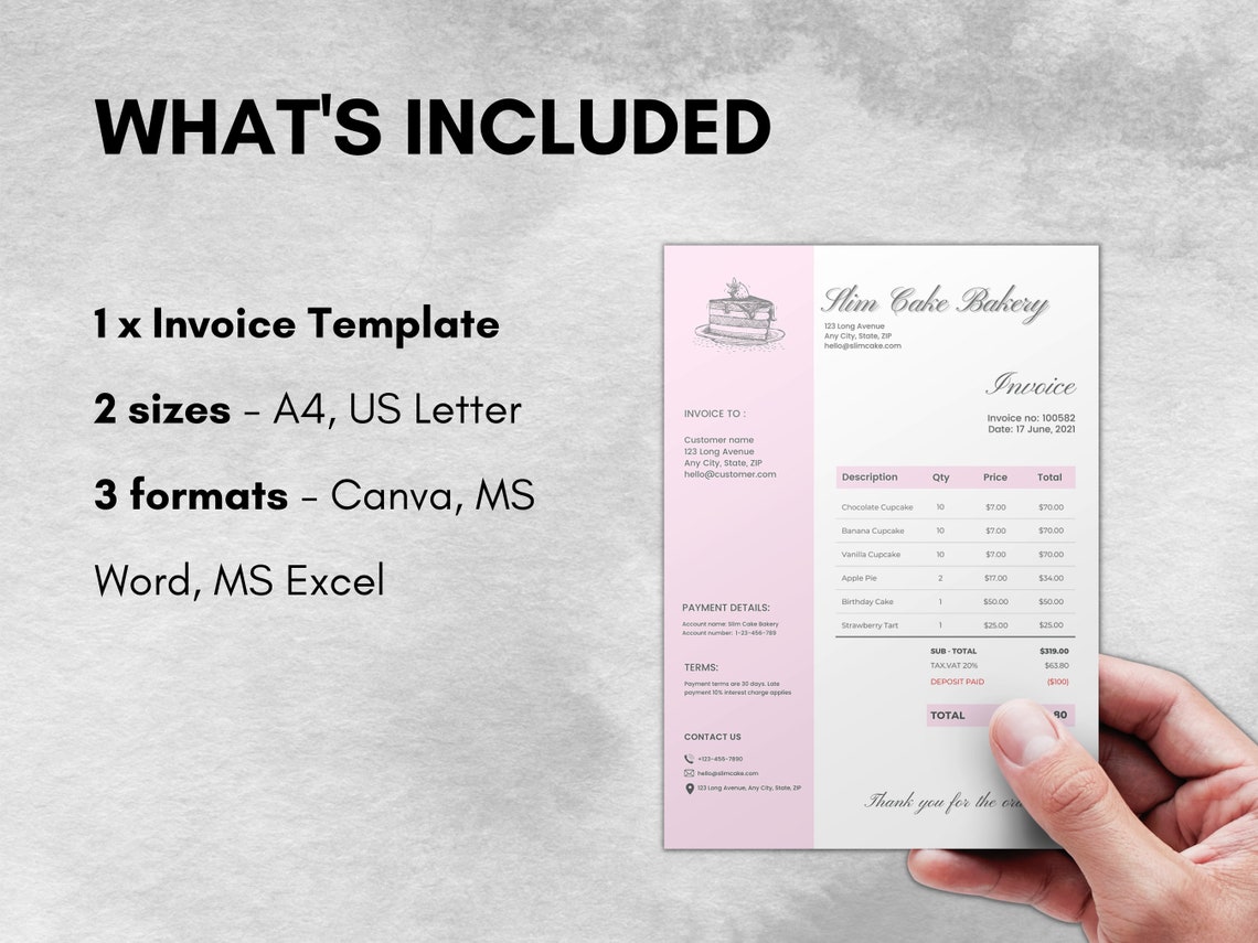 Invoice Template Download Custom Invoice Form Microsoft Word - Etsy UK
