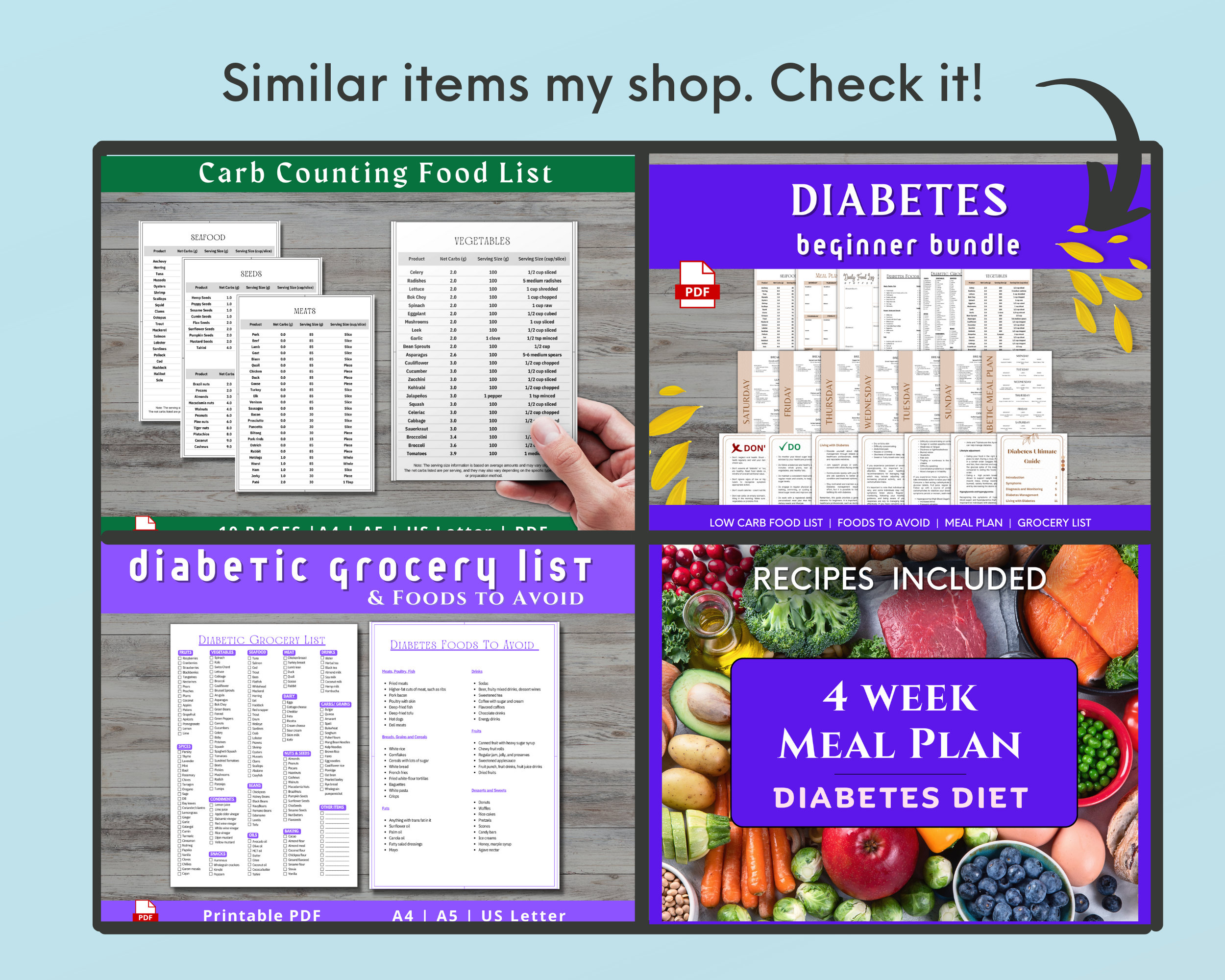 Diabetes Food Chart Diabetic Food List Printable PDF Type 2 Diabetes ...