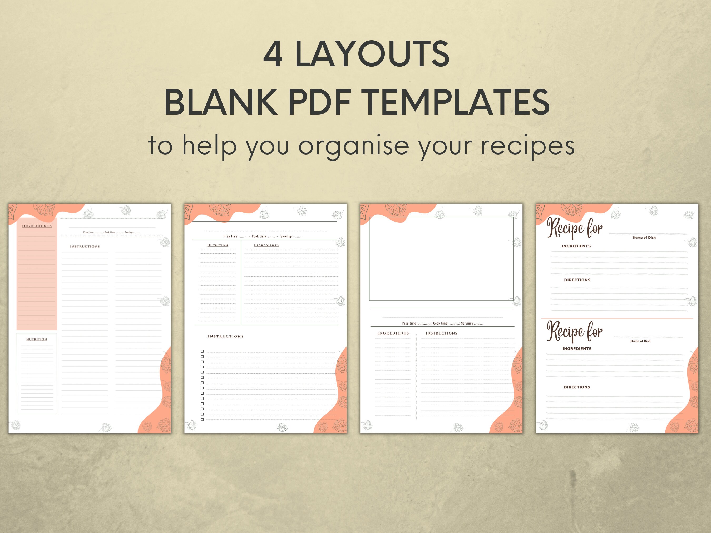 Blank Recipe Book Template PDF | Blank Recipe Card Template | Printable ...
