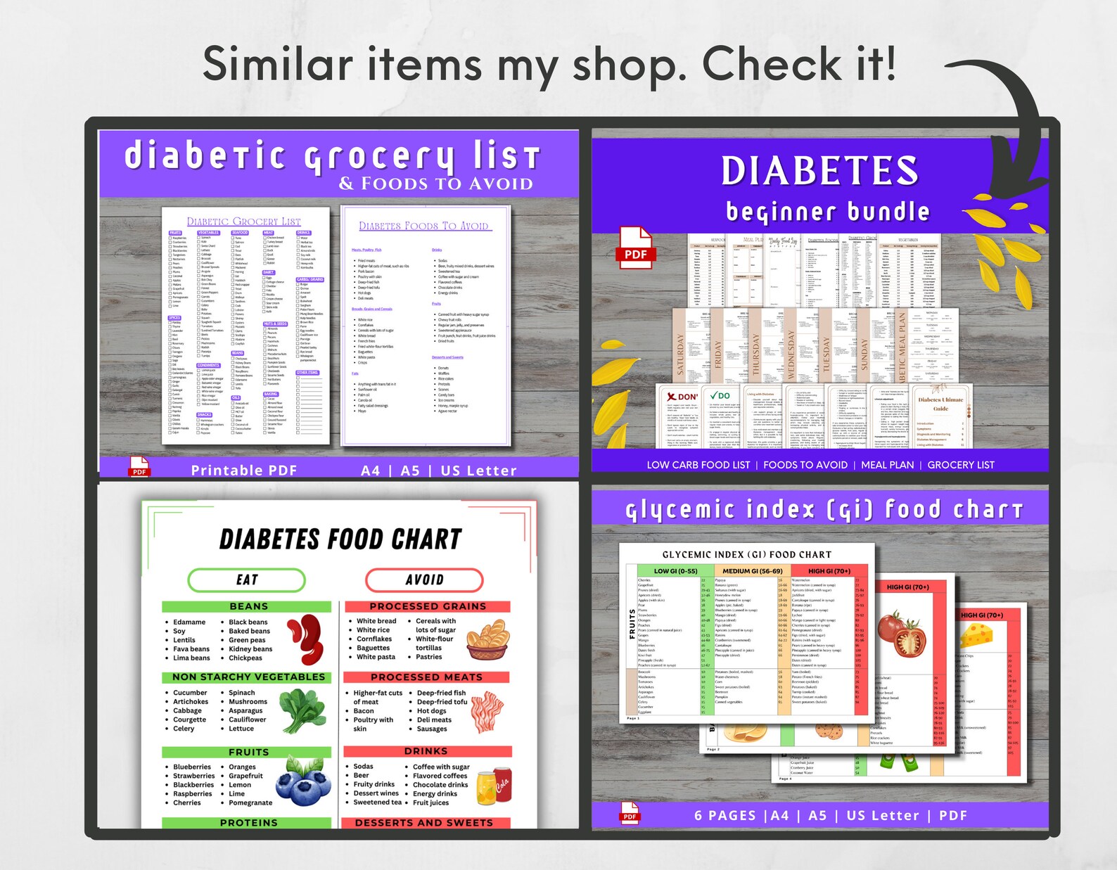 7 Day Diabetic Meal Plan With Recipes and Grocery List PDF Printable ...