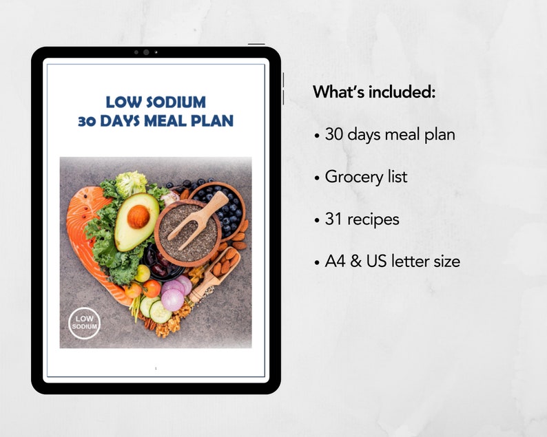 Low Sodium Meal Plan 30 Day High Blood Pressure Diet Plan Low Salt Diet ...