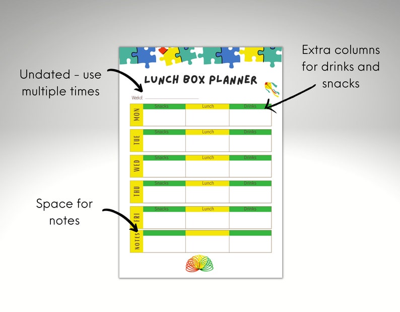Editable Weekly Lunchbox Planner Kids Meal Planner Printable Packed ...