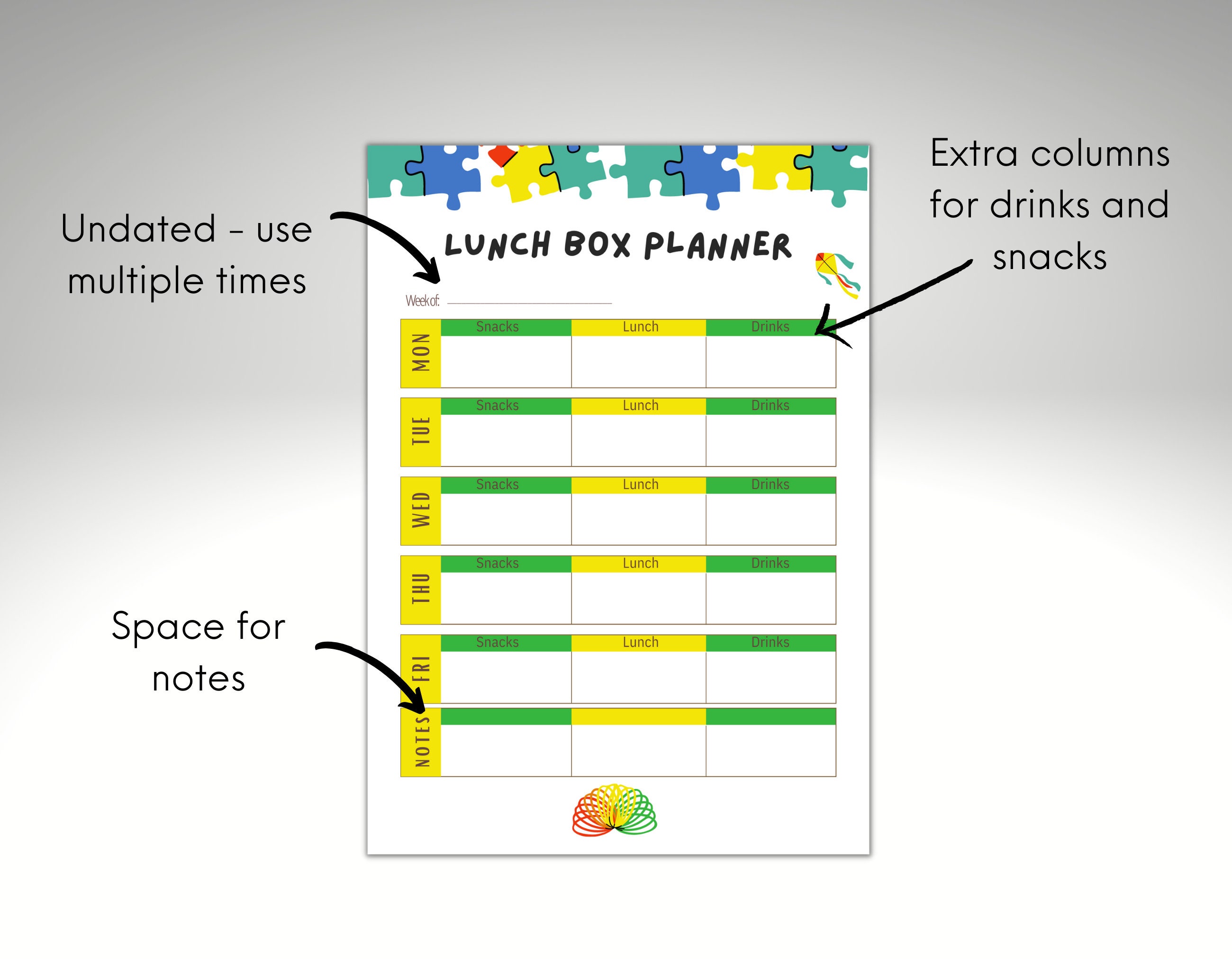 Editable Weekly Lunchbox Planner | Kids Meal Planner | Printable Packed ...