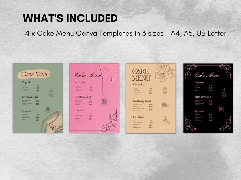 Editable Bakery Price List Printable Cupcake Menu Cake - Etsy