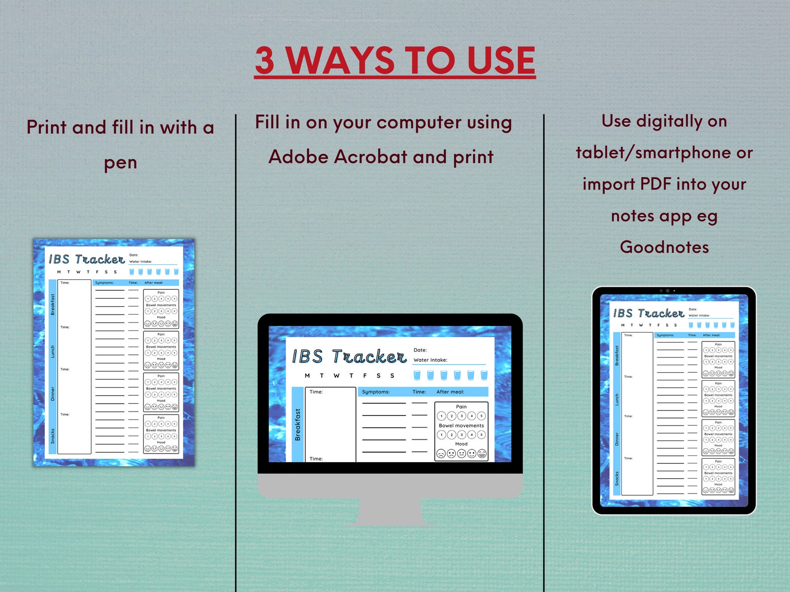 Daily IBS Journal Printable Symptom Tracker Food - Etsy