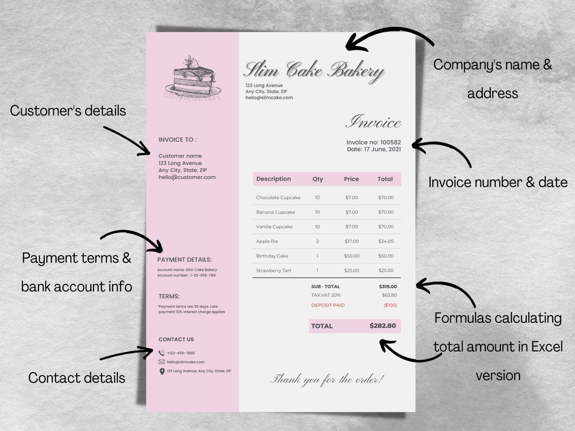 Invoice Template Download Custom Invoice Form Microsoft Word - Etsy UK