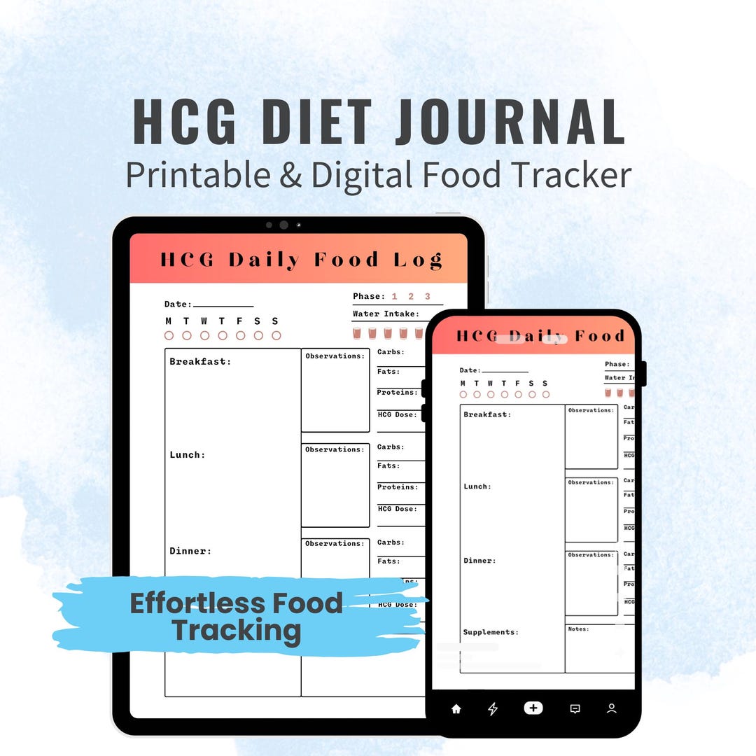 HCG Diet Journal, HCG Weight Loss, Printable Hcg Diet Food Log, Hcg ...