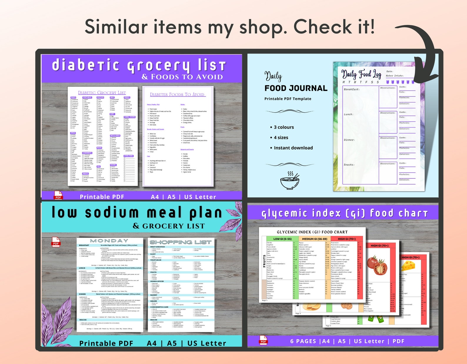 7 Day Diabetic Meal Plan With Recipes PDF, Printable Diabetic Weekly ...