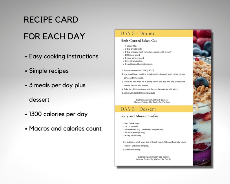 1300 Calorie Diet Plan, Balanced Diet Menu Plan PDF, Weekly Meal Plan ...