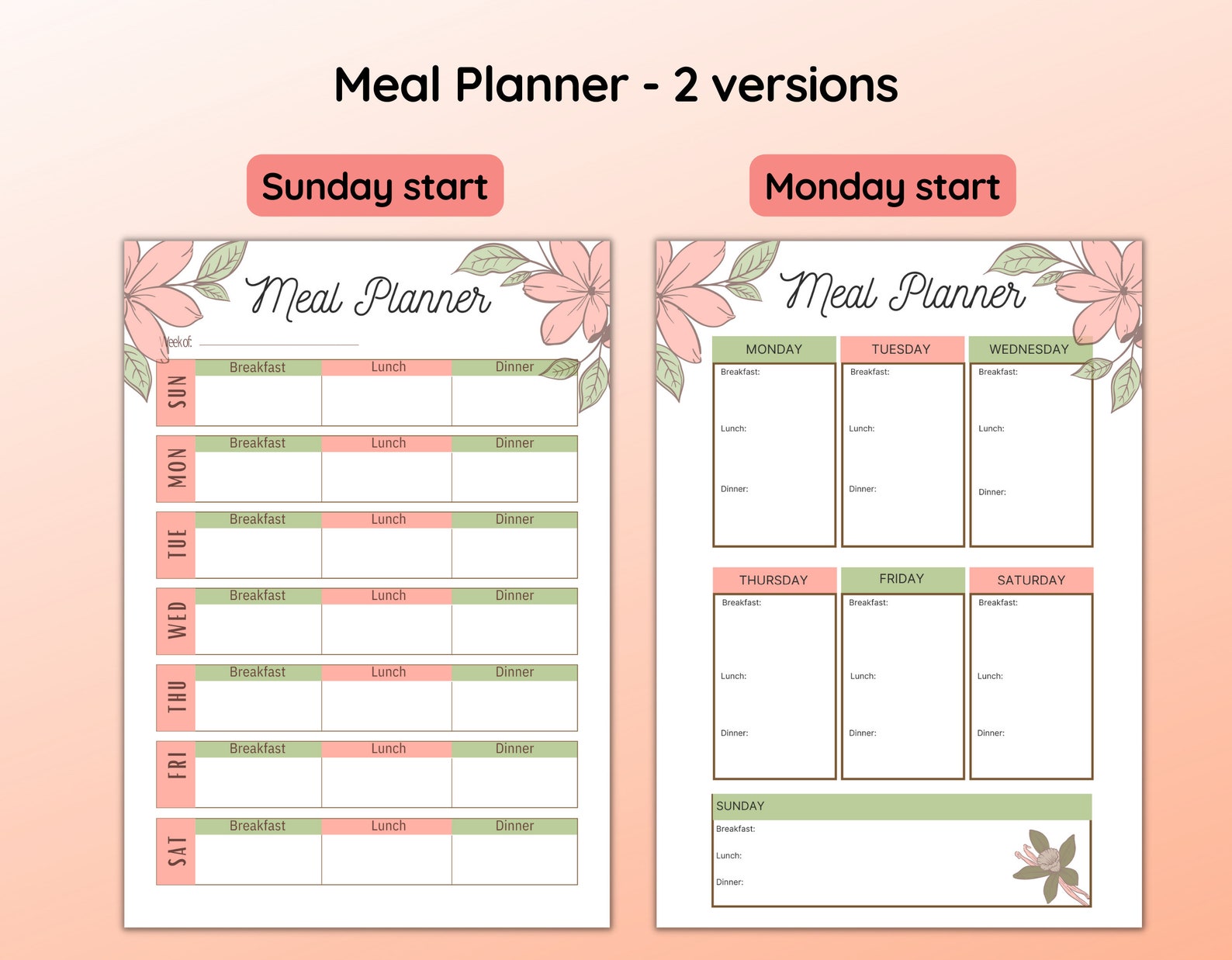 Editable Meal Planner Printable | Weekly Meal Planner Template ...