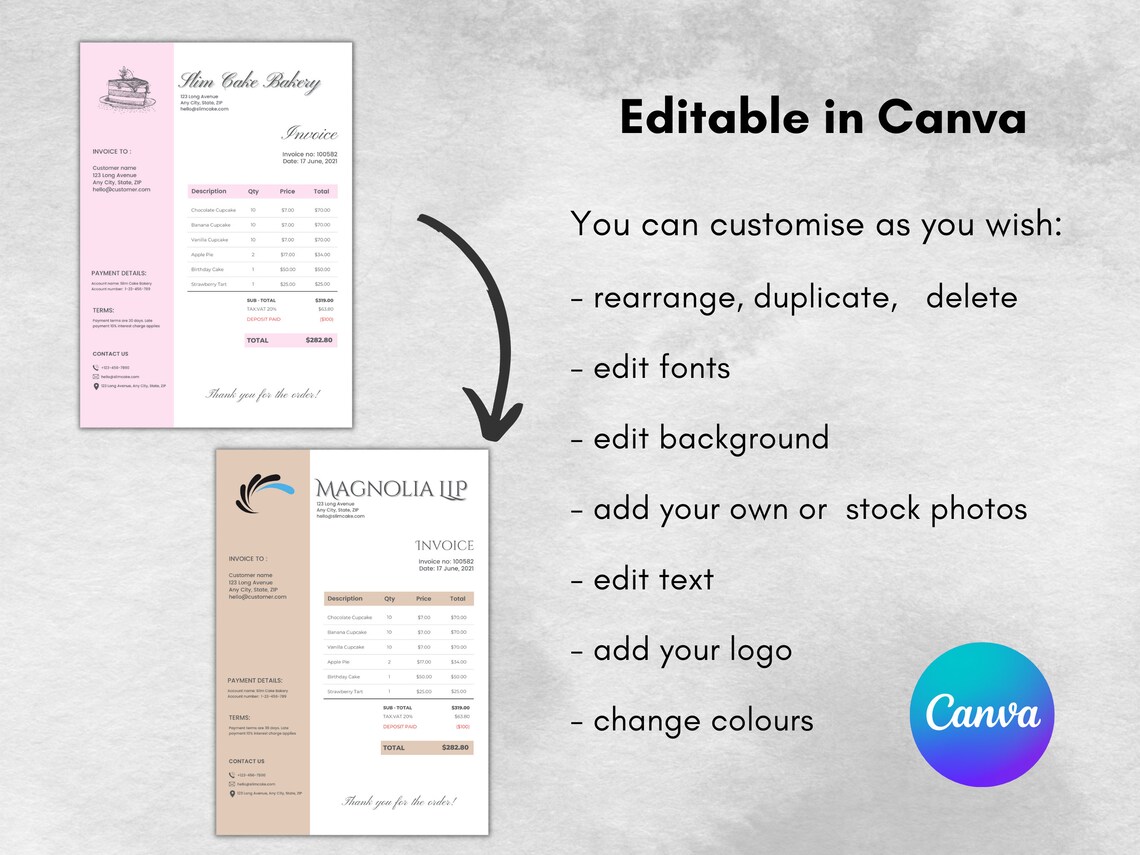 Invoice Template Download Custom Invoice Form Microsoft Word - Etsy UK