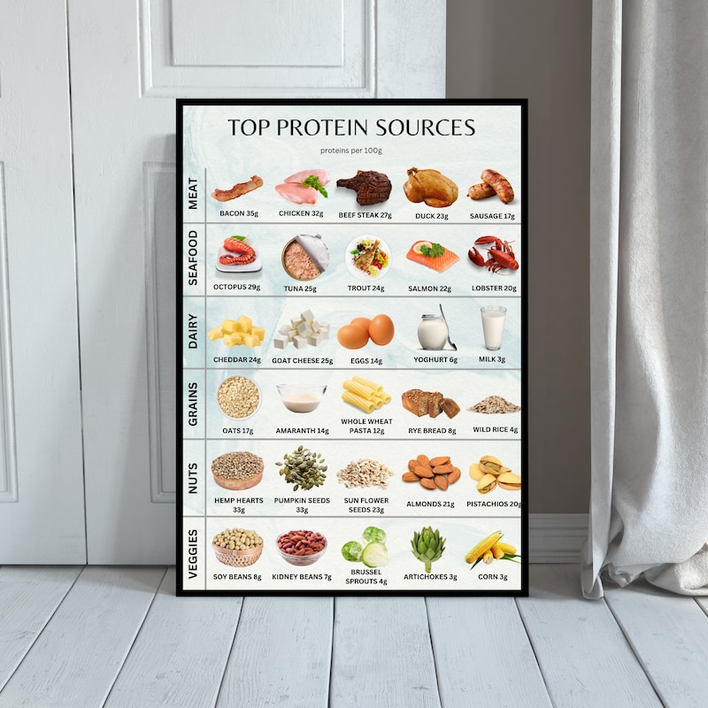 Protein Cheat Sheet - Etsy