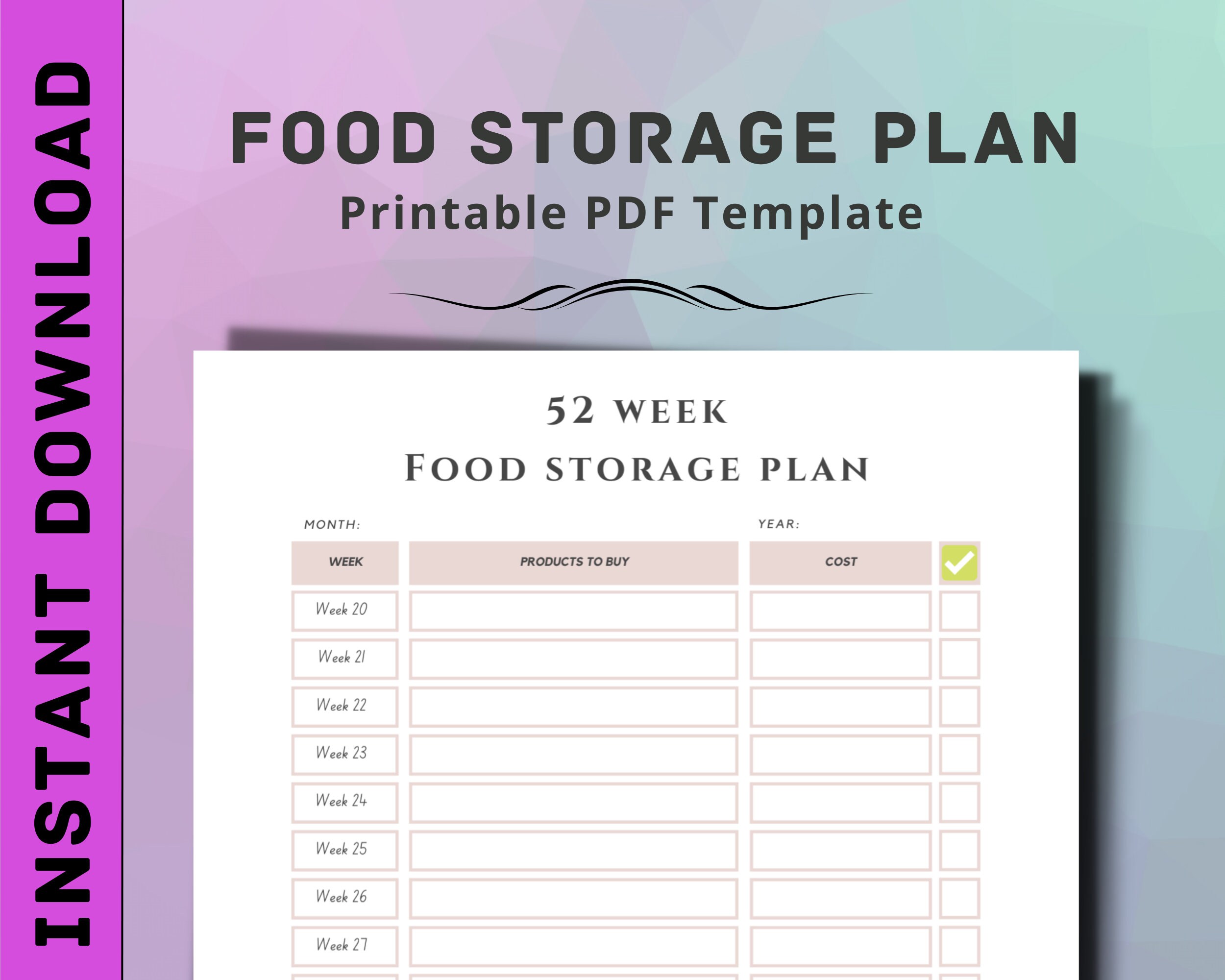 52 Week Food Storage Plan Emergency Plan Preparedness - Etsy