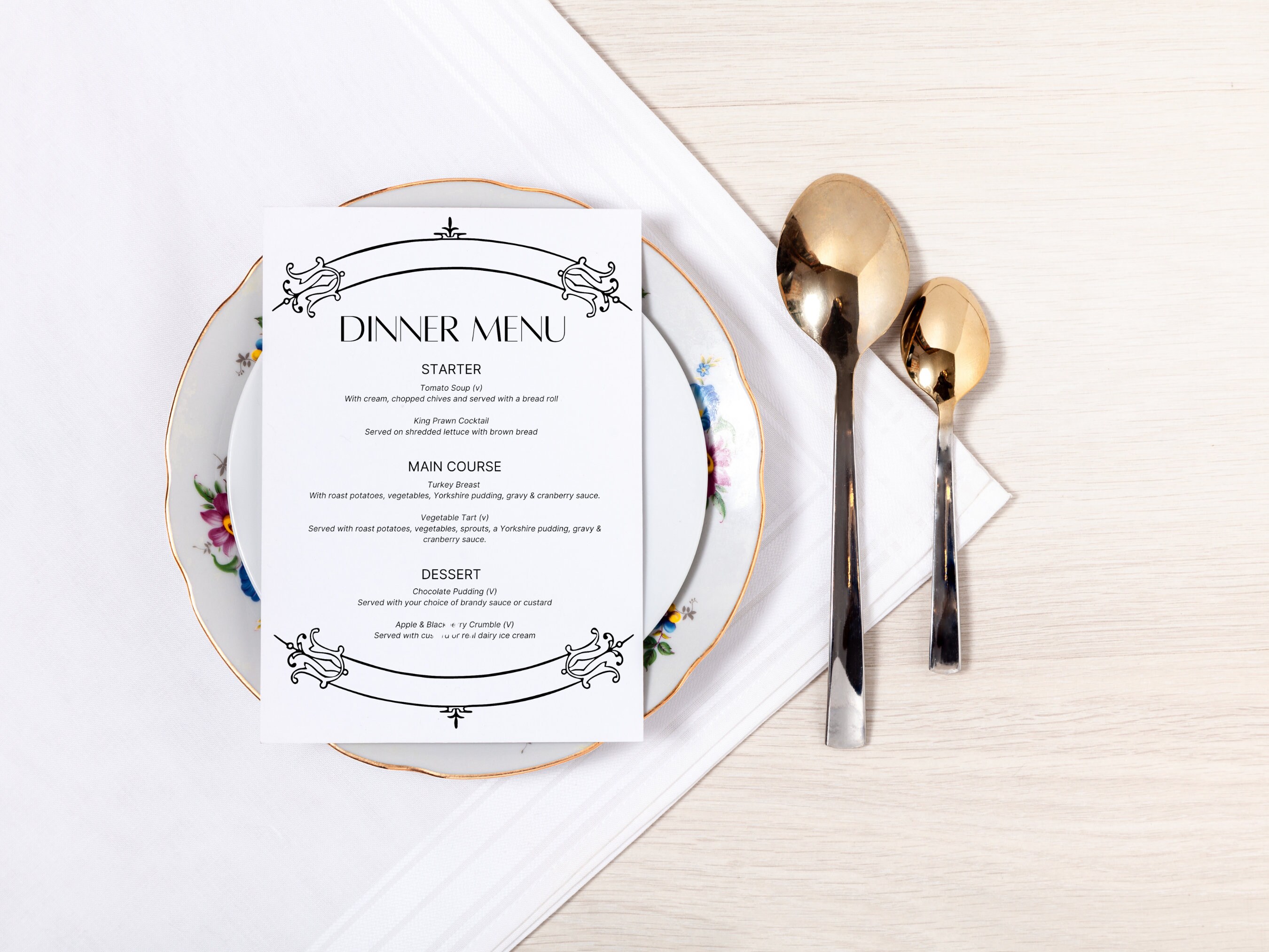Editable Menu Card Template Printable Dinner Menu Template - Etsy